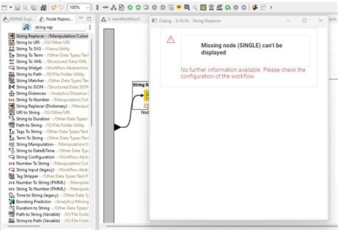 Missing Node Single Cant Be Displayed Knime Analytics Platform