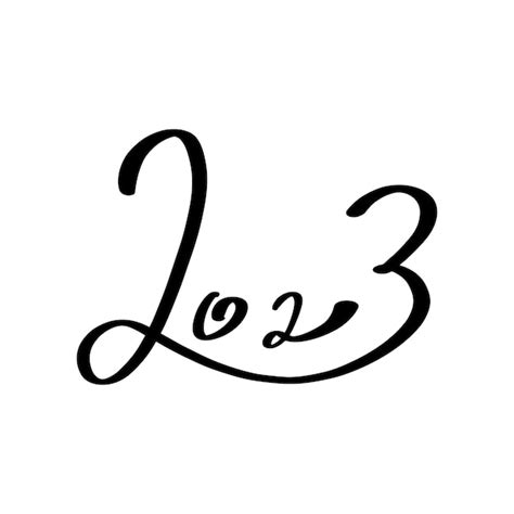 Premium Vector Happy New Year 2023 Text Design Hand Drawn In Doodle