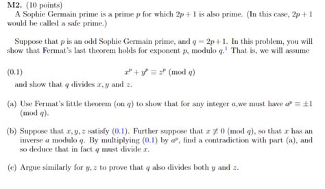 Solved M2 10 Points A Sophie Germain Prime Is A Prime P Chegg