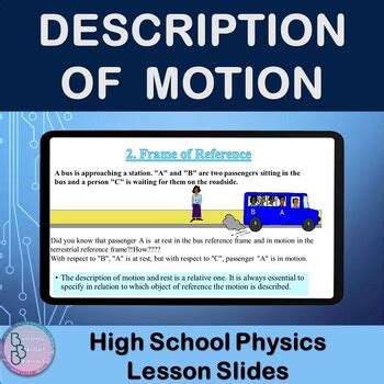 Description Of Motion PowerPoint Lesson Slides High School Physics Mechanics