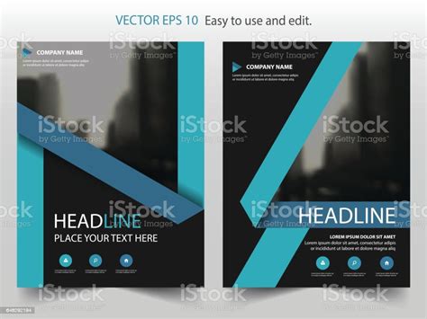 Label Hitam Biru Vector Brochure Laporan Tahunan Leaflet Flyer Template