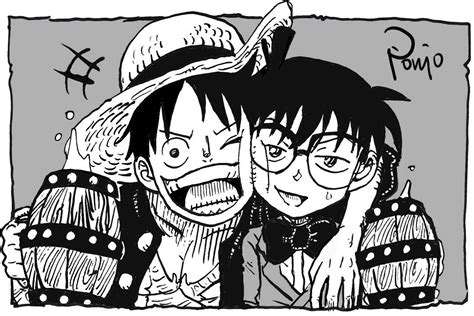 ルフィ「むぎゅっとルフィandコナン Onepiece ワンピース 名探偵コナン C」ぽにお Ponioの漫画