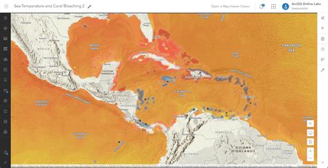 Map In A Minute Map Sea Temperature And Coral Bleaching Using Arcgis Online And Arcgis Living Atlas