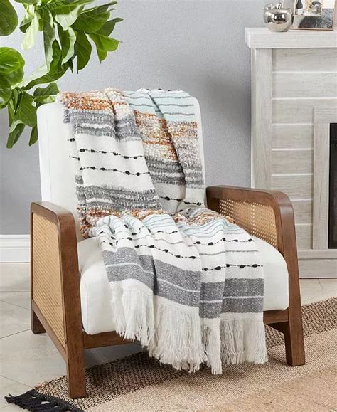 Saro Lifestyle Chunky Woven Design Throw 50 Striped Throw Blanket