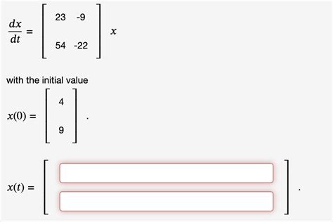 solved dtdx [2354−9−22]x with the initial value x 0 ⎣⎡49⎦⎤