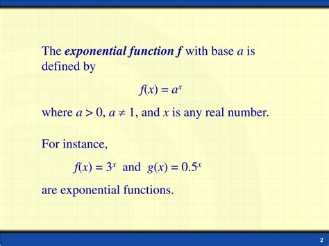 ppt exponential functions and their graphs powerpoint presentation