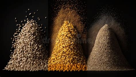 Three Different Types Of Grains And Grains Of Different Colors And Sizes Generative Ai Stock