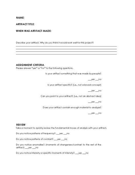 Artifact Checklist Assignment Analysis And Evaluation Guide Studocu