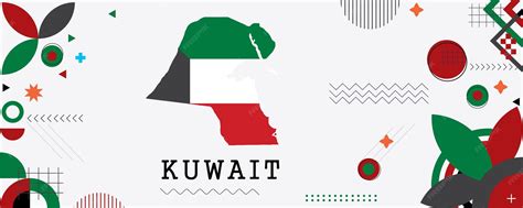 Premium Vector Kuwait Map Flag National Day Banner Design Flag Theme Art Web Background Vector