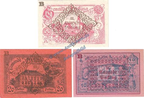 Notgeld AT Scheine Kpl B Pucking Notgeld Set Mit Scheinen B In Kfr K K S II OOE