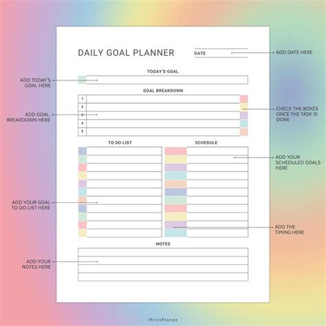 Daily Goal Planner Printable Daily To Do List Printable Daily Planner