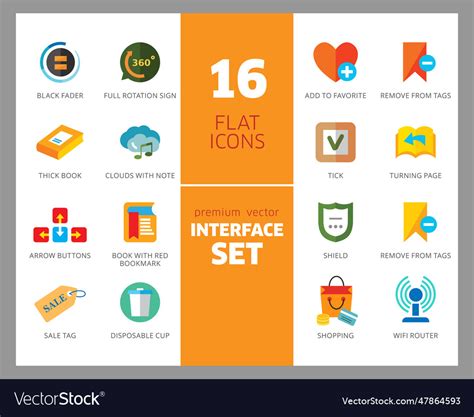 interface flat icons set royalty free vector image