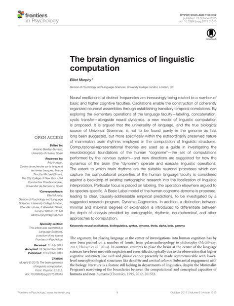 Pdf The Brain Dynamics Of Linguistic Computation