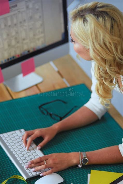 Fashion Designer Woman Working On Her Designs In The Studio Stock Image Image Of Design