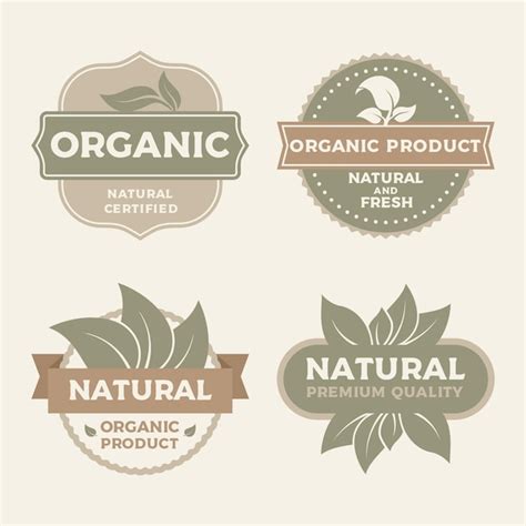 Conjunto Vectorial De Etiquetas De Productos Naturales Vector Premium