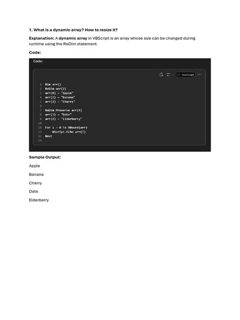 Vbscript Dynamic Arrays And Functions Guide Pdf String Computer