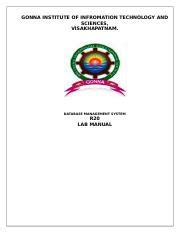 DBMS Lab R20 Doc GONNA INSTITUTE OF INFROMATION TECHNOLOGY AND