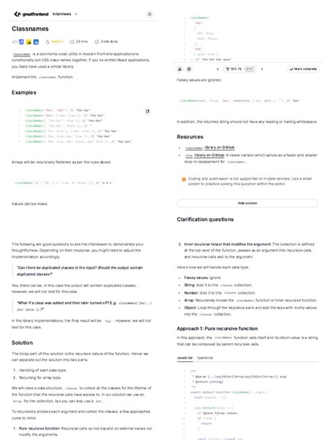 Classnames Javascript Interview Questions With Solutions Pdf