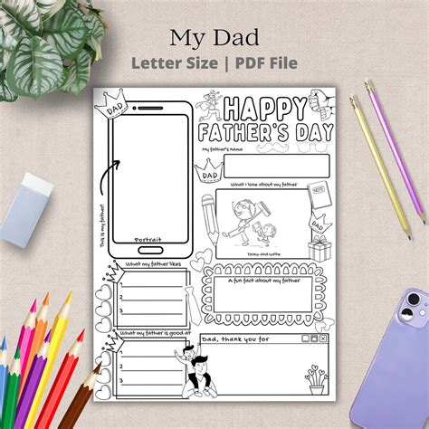Fathers Day Printable About My Dad Activity Perfect Fathers Day