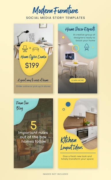 현대 가정 및 현대 가구 장식용 인스타그램 및 페이스북 스토리 템플릿 프리미엄 Psd 파일