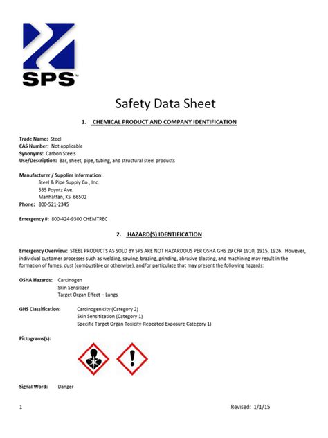 Msds Pipe Steel Pdf