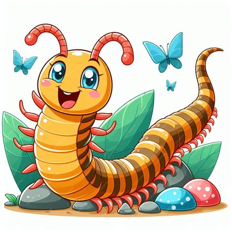 Premium Vector Cute Centipede Vector Cartoon Illustration