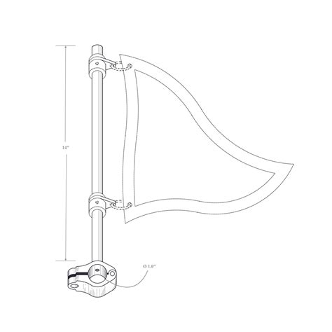 Rail Mount Burgee Pole 1 1 4 Rail Size 316 Stainless Steel Wavy Flag