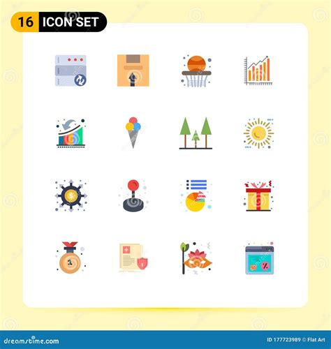 Group Of 16 Flat Colors Signs And Symbols For Statistics Diagram Back