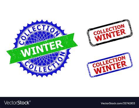 Collection Winter Rosette And Rectangle Bicolor Vector Image