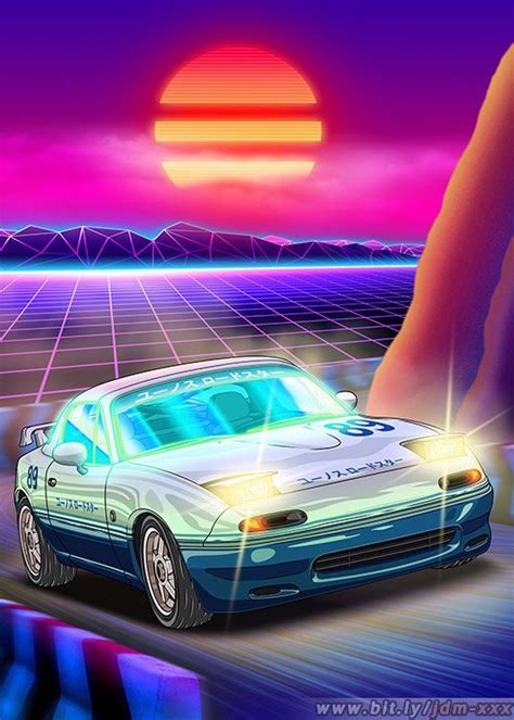 Mazda Miata Eunos Roadster 1999 Synthwave Wall Art