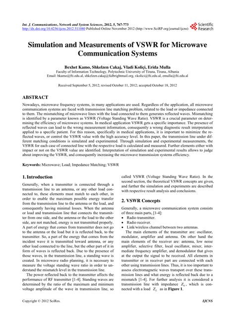 PDF Simulation And Measurements Of VSWR For Microwave Communication