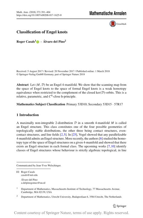 Classification Of Engel Knots
