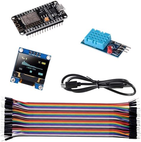 rees52 esp8266 cp2102 starter kit for iot nodemcu wireless i2c oled display dht11 temperature