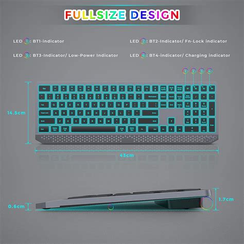 Buy Backlit Bluetooth Keyboard Multiple Devices Full Size Multi Device Slim Rechargeable