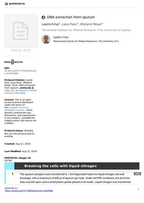 Pdf Dna Extraction From Sputum V1
