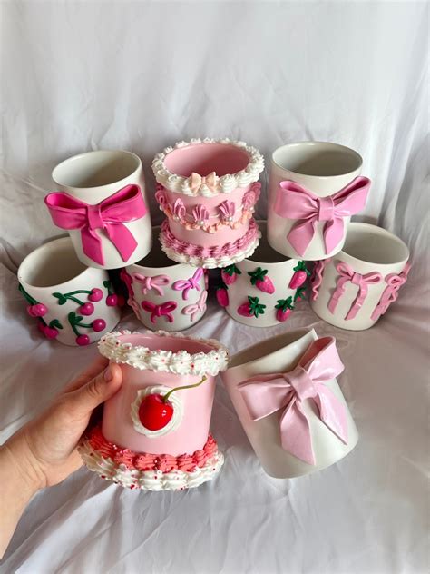 Coquette Pink Planters Cute Ceramic Planter Girly Pop Planter Bow