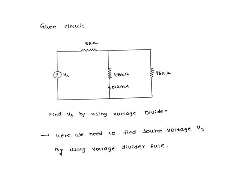 Answered 1 Given the following circuit solve for Vs Must use Voltage Divider Vs 8 ΚΩ 48 ΚΩ