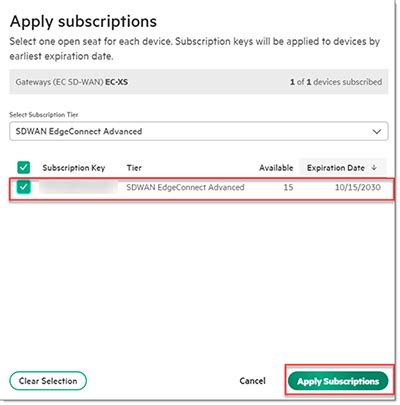 Apply Subscription License To The EdgeConnect Gateways SD WAN