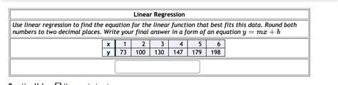 Solved Use Linear Regression To Find The Equation For The