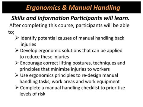 Ergonomics Manual Handling PPTX Physical Therapy Wellness
