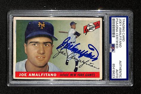 Joe Amalfitano Signed Auto 1955 Topps Card 144 New York Giants Psa Dn