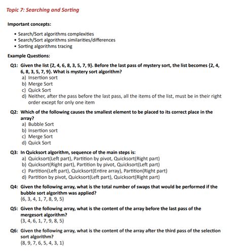 Solved Topic Searching And Sorting Important Concepts Chegg