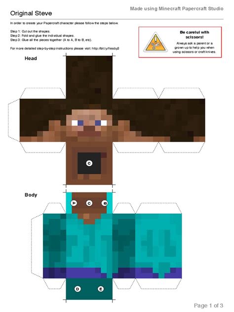 Minecraft Papercraft Steve Girl