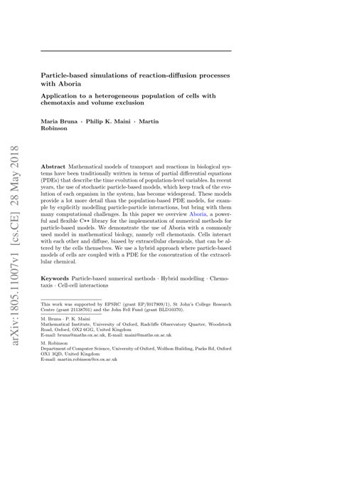 pdf particle based simulations of reaction diffusion processes with