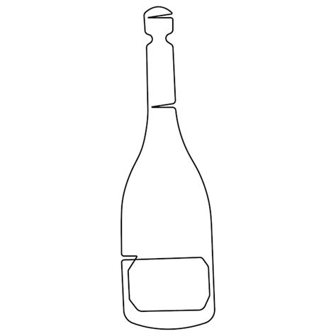 Desenho de arte contínuo de linha única de garrafa de vinho bebida