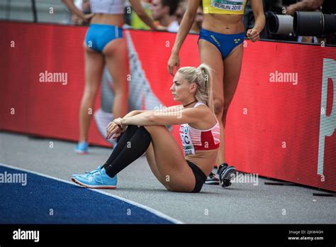 Ivona Dadic Participating In The High Jump At The European Athletics Championships In Berlin