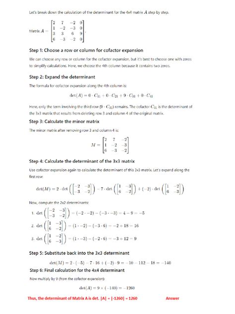 Determinant Of 4 By 4 Matrix Pdf