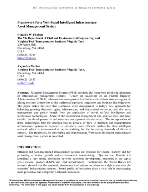 pdf framework for a web based intelligent infrastructure asset