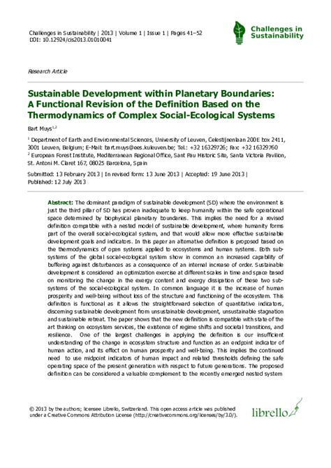 Pdf Sustainable Development Within Planetary Boundaries A Functional Revision Of The