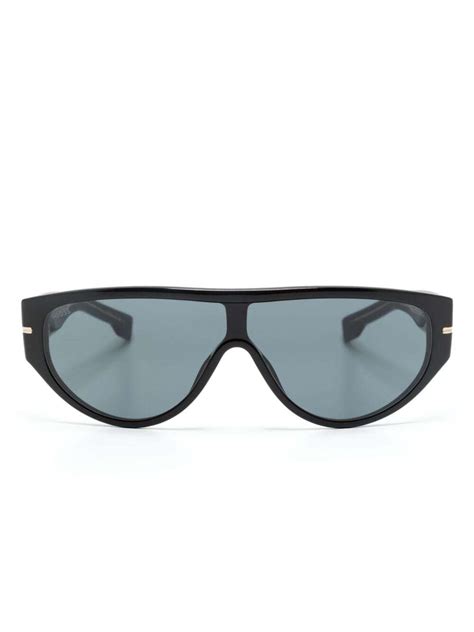 Hugo Boss Blue Tinted Oval Frame Sunglasses Black Editorialist